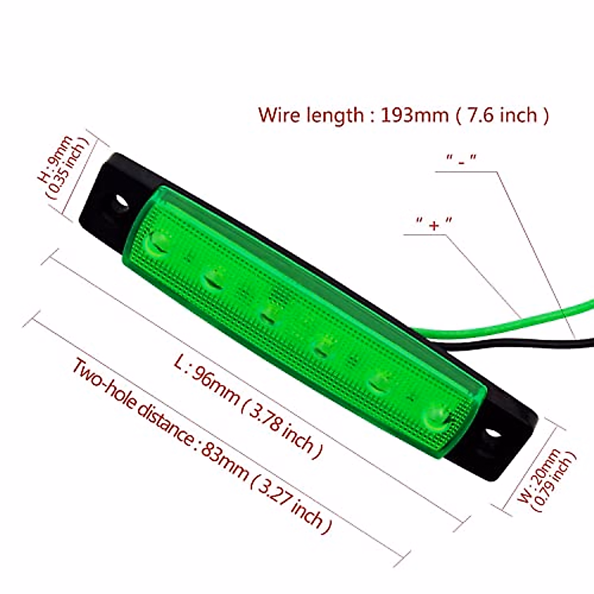 FXC 10x 6 LED Clearence Truck Bus Trailer Side Marker Indicators Light Tail Taillight Brake Stop Lamp 12V (Green)¡­