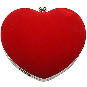 shyness Heart Diamonds Women Bags Chain Shoulder Purse Day Clutches Bags For Party Wedding(Red)