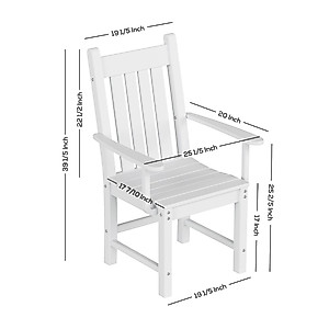 WestinTrends Malibu Classic Outdoor Dining Chairs with Arms, All Weather Poly Lumber Adirondack Patio Chairs Restaurant Bistro Chairs Support 350 LBS, Arched Backrest and Curved Seat, Weathered Wood