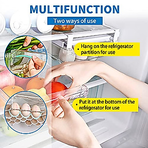 VVLIAM 2 PACK Refrigerator Organizer Bins fridge drawer organizer with Handle, Egg Holder For Refrigerator and fruit containers for fridge pull out cabinet organizer Fit for Fridge Shelf Under 0.6"