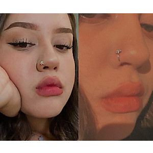 MODRSA Nose Rings Nose Piercings Hoop Nose Rings for Women Stainless Steel Silver Nose Rings Studs 20g