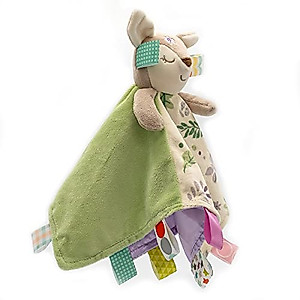 Taggies Soothing Sensory Stuffed Animal Security Blanket, Flora Fawn, 13 x 13-Inches