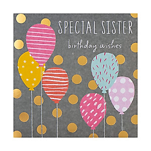 Hallmark Birthday Card for Sister - Contemporary Patterned Balloons Design