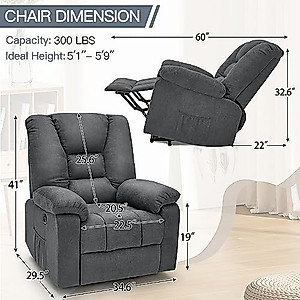 Esright Power Lift Chair Recliner for Elderly, Lift Chair with Heated Vibration Massage, Heavy Duty Electric Recliner with Side Pockets, USB Charge Port, Gray Blue