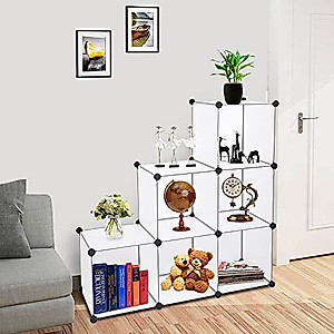 6 Storage Cube 13.8" x 13.8" Cube Organizer DIY Plastic Cube Storage Shelves Cabinet Cubby Shelving Bookshelf Clothes Dresser Closet Storage Playroom Cube Toy Organizer Cabinet (6-Cube, White)