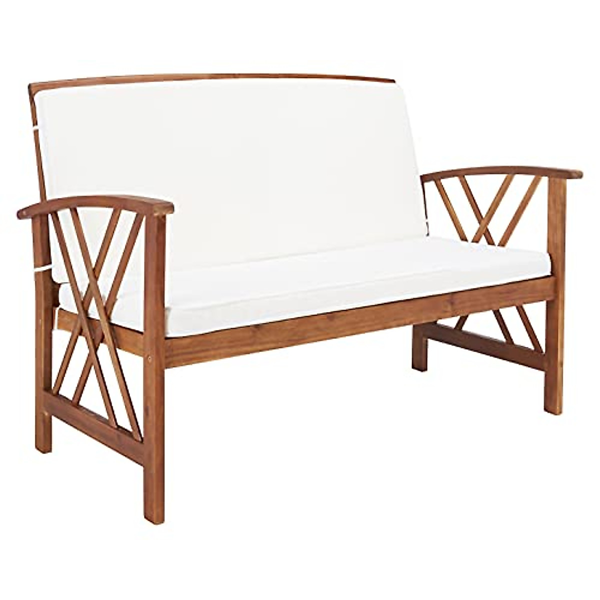 SAFAVIEH Outdoor Collection Fontana Natural/ Beige 4-Piece Conversation Patio Set with Cushions