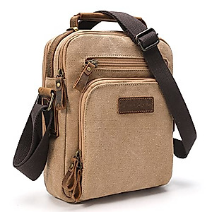 Jack&Chris Canvas Messenger Bag for Men, Man Purse Crossbody Bags for Work Business,JC5207-CANVAS-Brown