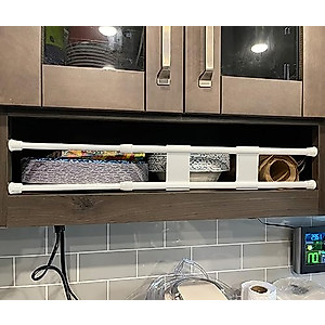 5 Pieces RV Refrigerator Bar Adjustable Fridge Bars for Holding Food Drinks White Spring Tension Fridge Rod Accessories,15.8-27.6 Inch