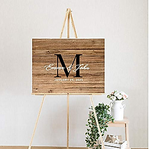 Andaz Press Custom Large Wedding Canvas Guestbook Alternative, 16 x 20 Inches, Rustic Wood Monogram, Horizontal Personalized Sign Our Canvas, Welcome Sign for Fall, Rustic, Woodland Theme