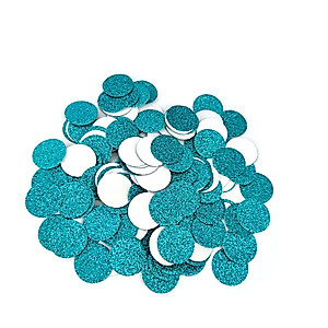 Mybbshower Turquoise Glitter Round Circle Sticker Invitation Seals - 1" x 150 Glitter Polka Dot Envelope Seals DIY Card Craft SupplyWedding Planner Sticker