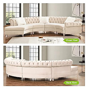 Legend Vansen Curved Modular Sectional Sofa,Velvet Couch with Rolled Arms,4-Seater Semicircle Couch Suitable for Living Room and Bedroom