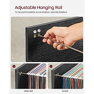 VASAGLE Lateral File Cabinet, Home Office Printer Stand, 3-Drawer Mobile Filing Cabinet with Open Storage Shelves, for A4, Letter-Size Files, Black with Wood Grain UOFC041B56