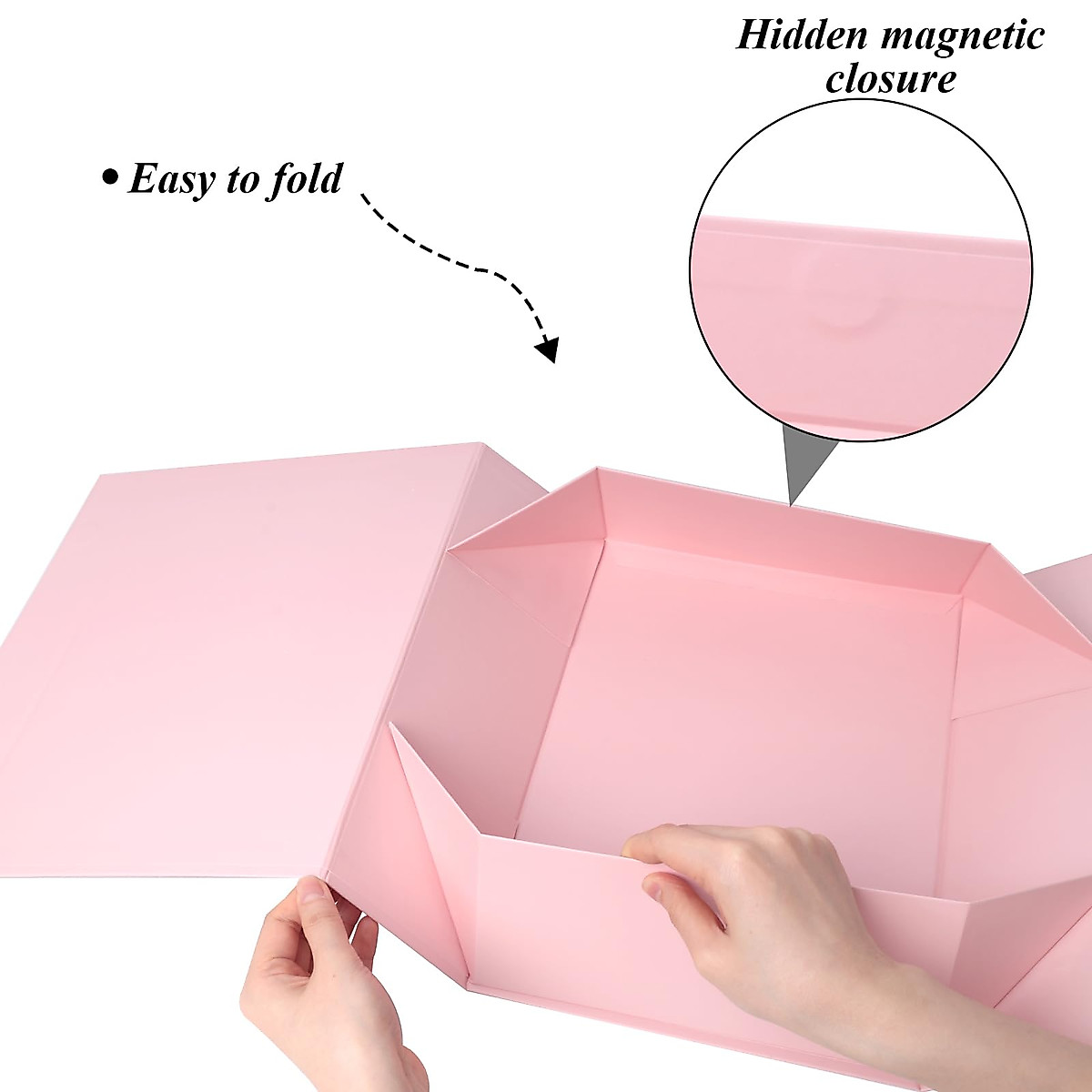 VGOODALL Pink Gift Box, 13x9x4 Inch Large Magnetic Closure gift boxes with Lid, Collapsible Gift Box with Ribbon for Bridesmaid Proposal, Birthdays, Anniversary
