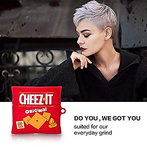 Case for Airpod Pro,6 in 1 Soft Silicone Airpods pro Accessories Set Cover, 3D Cute Funny Cartoon AirPods Pro Food cookie Skin for Girls Women with Watch Holder/Ear Hooks/Keychain/Brush/Strap(Cheezit)