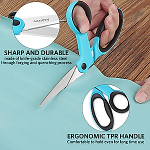 Asdirne Fabric Scissors, Scissors Set with Sharp Stainless Steel Blade and Soft Handles, Including Sewing Scissors, Craft Scissors and Embroidery Scissors, 3PCs, Blue/Black