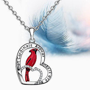 Red Cardinal Bird Pendant Necklace Inspirational Memorial Jewelry Sterling Silver Cardinal Appear When Angels Are Near Sympathy Spiritual Gifts for Women Loss of Loved One