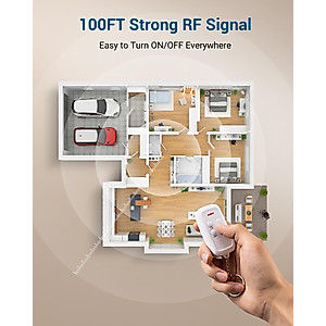 DEWENWILS Remote Control Light Socket with Dimmer, Wireless Light Switch, Dimmable Remote Light Bulbs Socket Switch, 100FT, E26 E27 Base with Controller, No Wiring, for Closet, Basement, ETL Listed