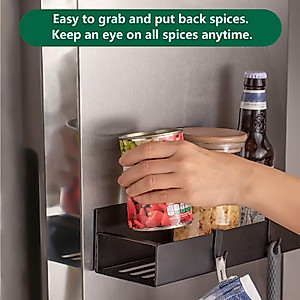 Tidyhaus Magnetic Spice Rack Organizer for Refrigerator, Fridge Spice Rack, Kitchen Organizer and Storage, Magnetic Spice Shelf, Multi-Use Seasoning Organizer for Kitchen, Pantry, 4 Pack (Black)
