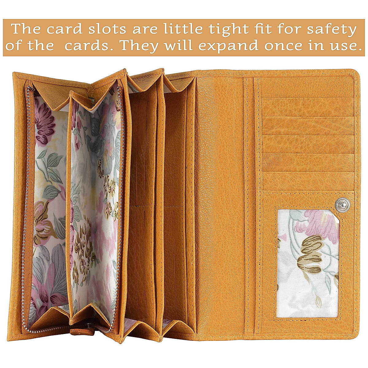 Mou Meraki Women RFID Blocking Real Leather Bifold Wallets For Women-Shield Against Identity Theft (LIGHT YELLOW)