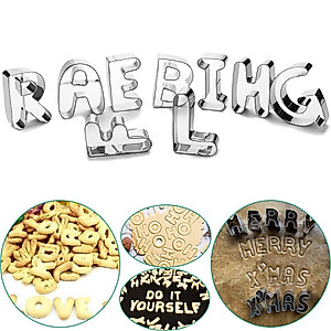 3 Inch Biscuit Cutter for Baking, 26 PCS Halloween Christmas Alphabet Cookie Cutters Set, Stainless Steel Metal Letter Cookie Cutters, Baking Tool for Birthday Cake, Holiday, Party, Gift