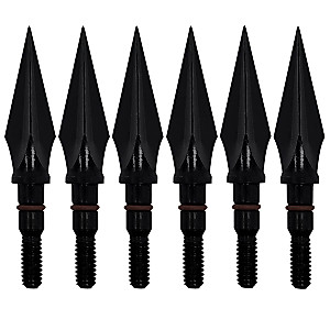 Broadheads Hardening Traditional Hunting Arrow Head 100/125/150 Grain Archery Screw-in Broad Heads,Pack of 6 (Black-1, 100grain-A)