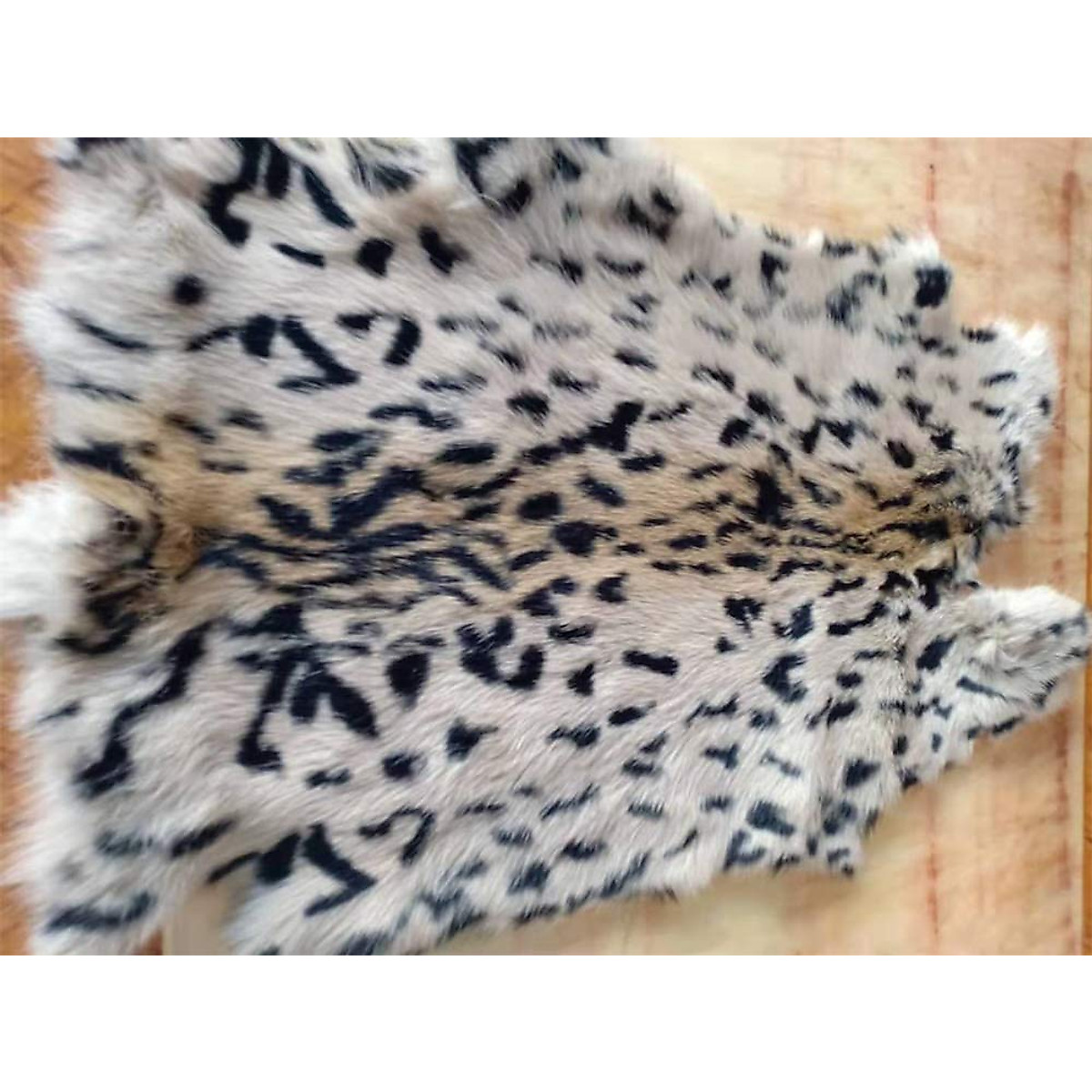 Bobcat Print Tanned Rabbit Fur Pelt Hide (10" by 12" Rabbit Pelt with Sewing Quality Leather)