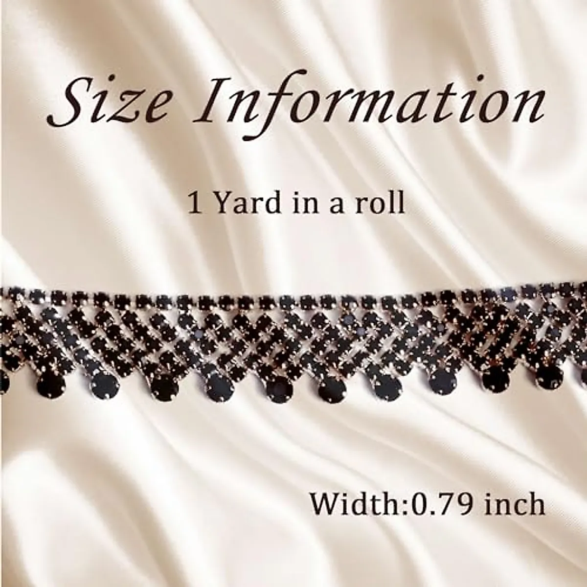 JEGOYER 1 Yard Tassel Rhinestone Black Close Chain, Diamond Crystal Fringe Trim, Rhinestone Banding Applique for Sewing Crafts Ideal Wedding Party Clothing DIY Decorations