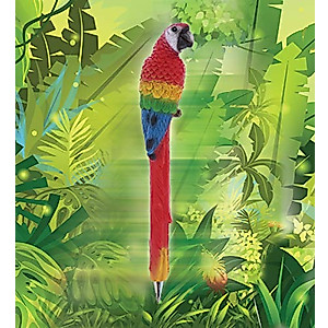 Planet Pens Red Parrot Novelty Pen - Fun Unique Kids and Adults Ballpoint Pen, Tropical Wildlife Animal Writing Pen Instrument For School & Office Desk Decor Accessories