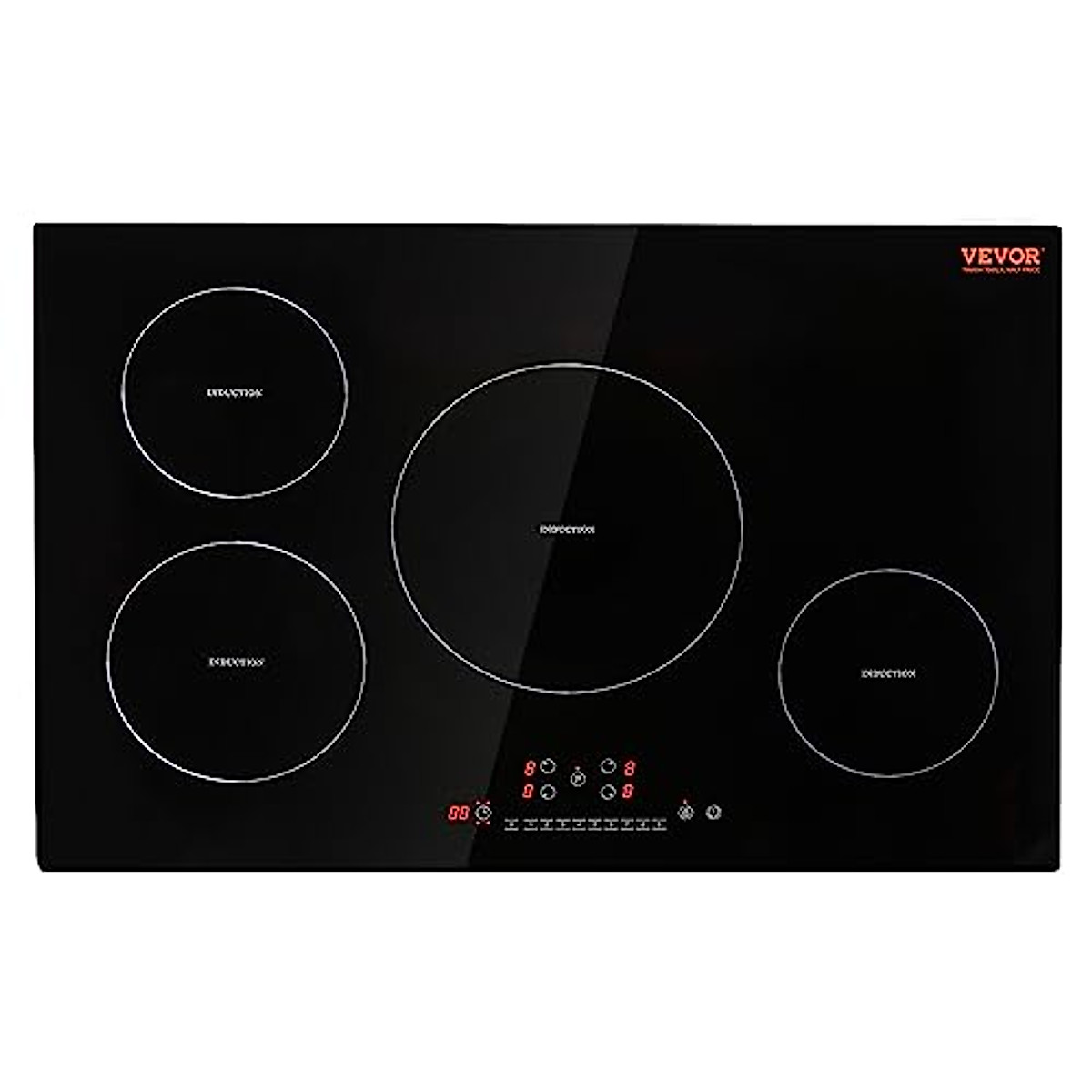 VEVOR Built-in Induction Electric Stove Top 30 Inch,4 Burners Electric Cooktop,9 Power Levels & Sensor Touch Control,Easy to Clean Ceramic Glass Surface,Child Safety Lock,240V
