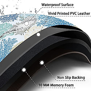 Tritard Coastal Anti Fatigue Kitchen Mat Rug Set of 2 Piece Beach Themed Cushioned Kitchen Mats for floor Waterproof Non Slip Kitchen Rugs Runner for Office Sink Laundry, Blue, 17.3" x 28"+17.3" x 47"