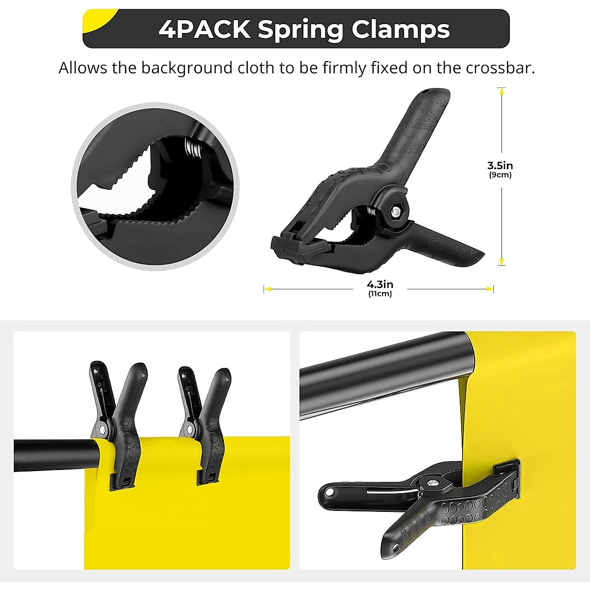 Aureday 8x5FT T-Shape Backdrop Stand, Adjustable Backdrop Stand Kit with Horizontal Pole, 4 Spring Clamps, Sandbag, and Black Carrying Bag for Parties/Wedding/Photography/Decoration