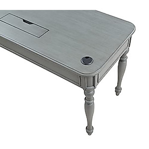 OSP Home Furnishings Country Meadows L-Shape Desk with 2 Full Drawers and Power Hub, Plantation Grey