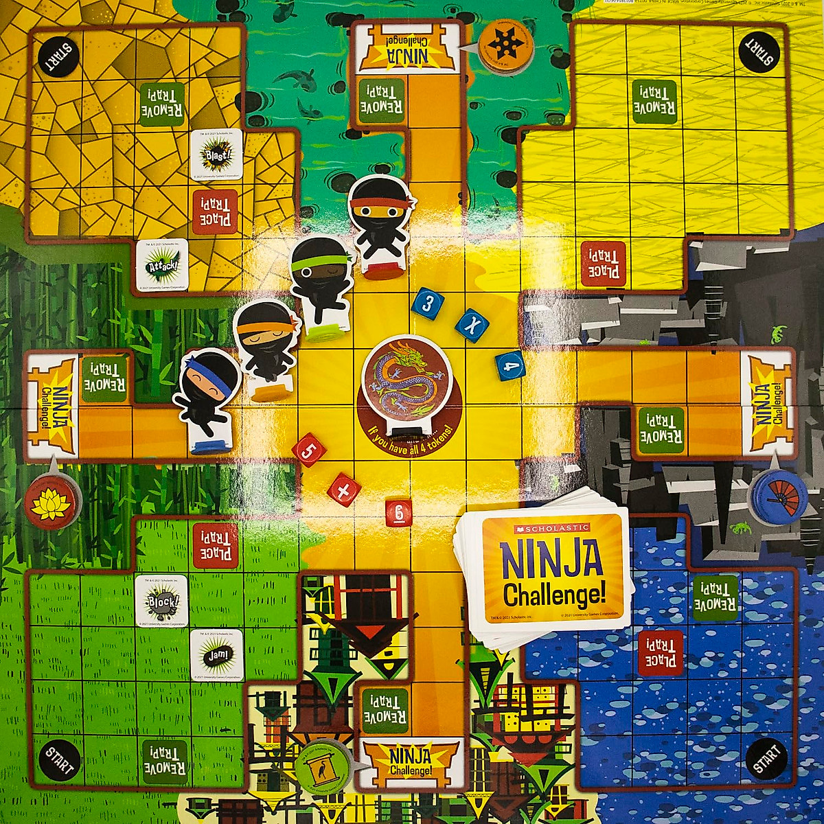 University Games | Scholastic Number Ninjas Math Master Board Game, Reinforces Mathematics Skills for Kids, for 2 to 4 Players Ages 7 and Up