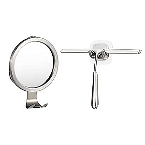Ettori Shower Mirror Fogless for Shaving with Razor Holder, Shower Squeegee for Glass Doors 10 Inch Window Squeegee