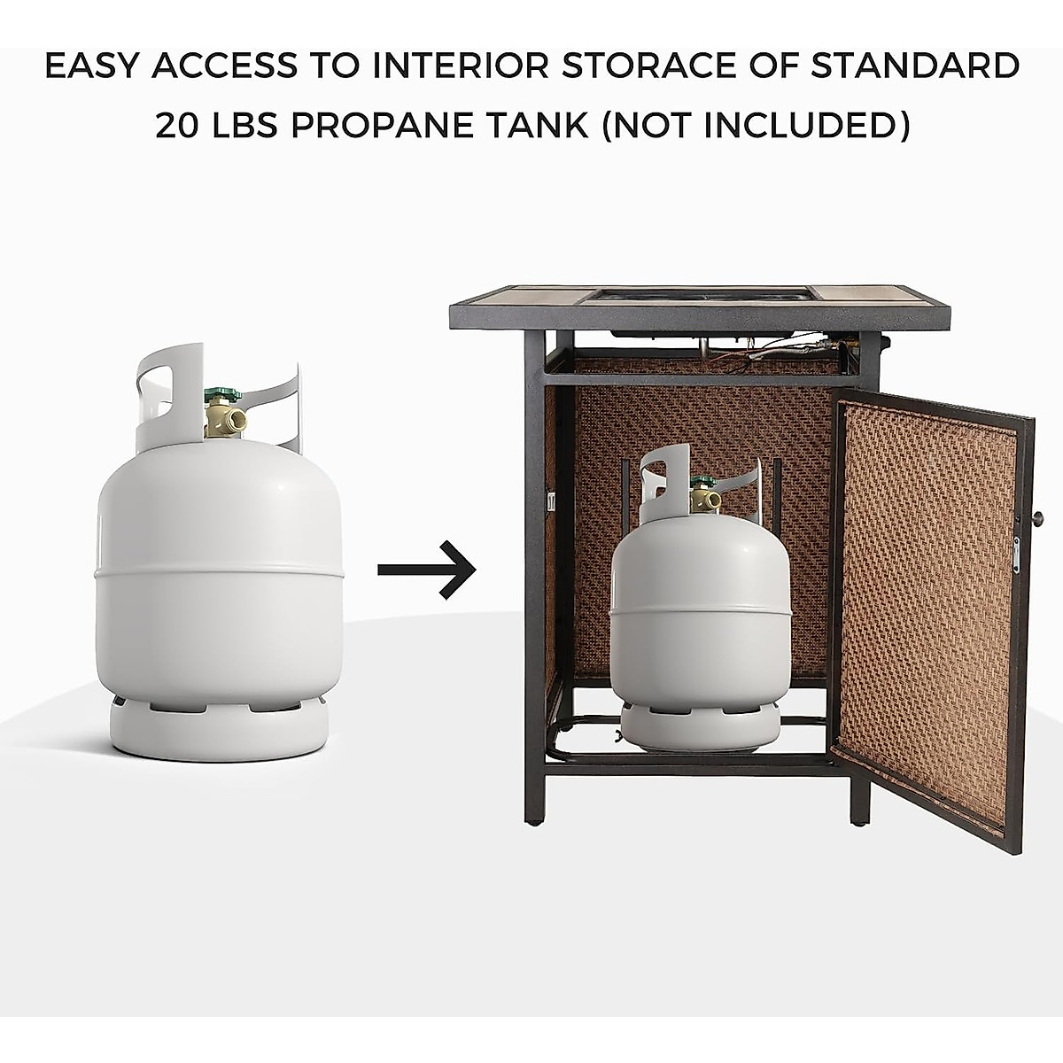 Grand patio 5-Piece Patio Swivel Bar Set with Fire Pit Table 60,000 BTU Heat Output, Outdoor Counter Height Patio Bar Stools Set of 5, High Bar Chairs with High Back, Black&Grey Plaid