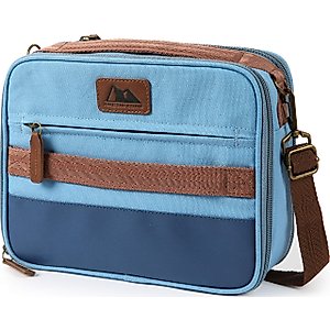 Arctic Zone Canvas Expandable Horizontal Lunch Box with Removable Shoulder Strap - Blue