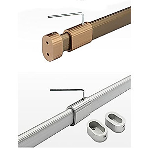 Autuwintor Adjustable Closet Rod Black Closet Rods for Hanging Clothes Heavy Duty with End Supports Aluminum Alloy Oval Shape 16-24 Inches Quantity-1pcs