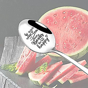 New Stainless Steel Spoon,Drink Tea Read Books Be Happy,Enjoy Afternoon Tea Spoon 304 Pointed Gift Couple Leisure Tea Set Dinner Spoon,Christmas Birthday Gift,Can Be Custom Wholesale.