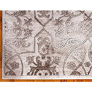 Unique Loom Rushmore Collection Classic Traditional White Tone-on-Tone Textured Intricate Design Area Rug (3' 0 x 9' 10 Runner, Tan/ Beige)