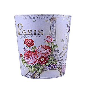 Lingxuinfo Scakbyer Waste Paper Bin, European British Style Tower Pattern Trash Can Wastebasket Garbage Can Without Lid Waste Bin for Kitchen Bathroom Bedroom (Tower Red Flower)