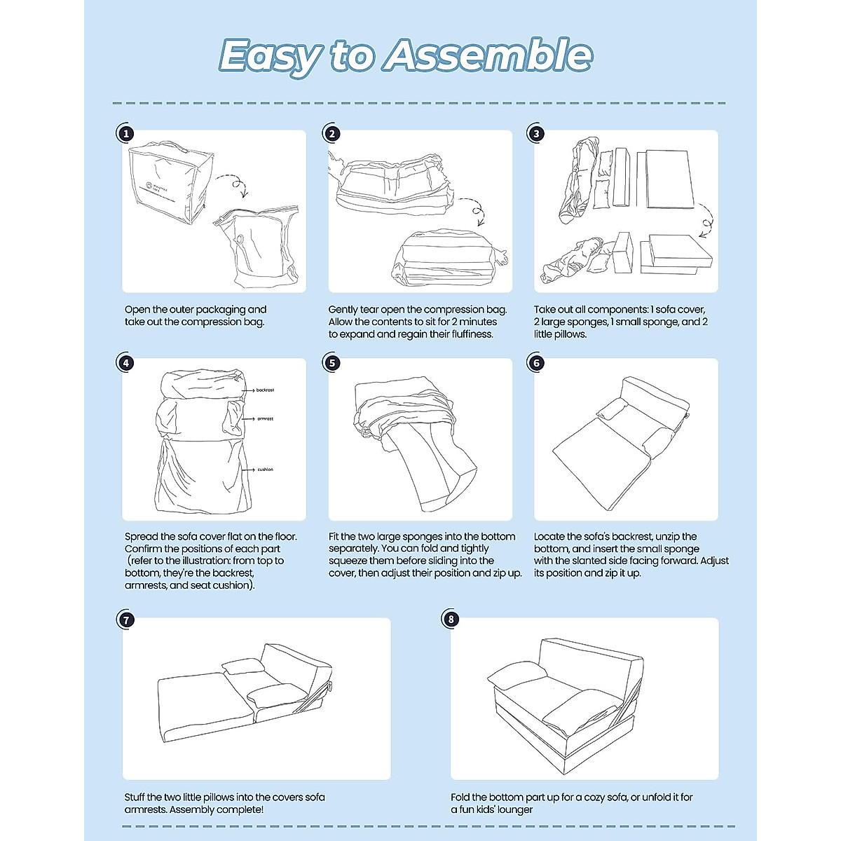 Weighted Idea Kids Sofa Toddler Couch Safe Sturdy for Boys, Soft Flannel Fabric Comfy Kid Couch Fold Out for Lounger, 2-in-1 Convertible Child Sofa Bed for Bedroom(Medium Grey)