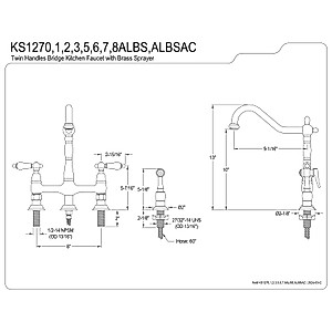 Kingston Brass KS127ALBSAC Heritage Bridge Kitchen Faucet, Antique Copper, 13.88 x 8.56 x 13.13
