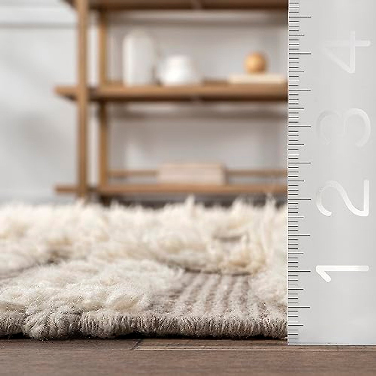 nuLOOM Kandice Contemporary Trellis Wool Blend Area Rug, 8x10, Beige