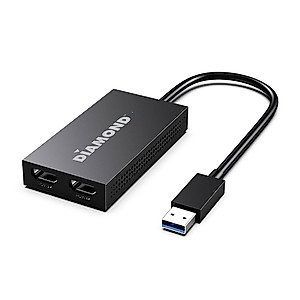 Diamond Multimedia UGA USB 3.0/2.0 Dual HDMI Ultra HD 4K/2K 3840 x 2160 USB Type A 3.0 and Type C 3.1 to HDMI Video Graphics Adapter, Black,BVU5500HS2