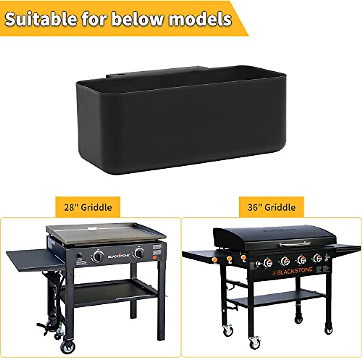 FUPOJH Grease Catcher Blackstone Replacement Parts, Replacement Blackstone Grease Cup for Blackstone Griddle 28” 36”(Short Hook)