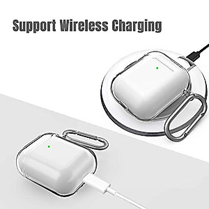 Custom AirPods Case for Apple AirPod 2 and 1, Shock Soft Absorption Clear TPU Cover, Customized Name Clear Airpod Cases with Keychain