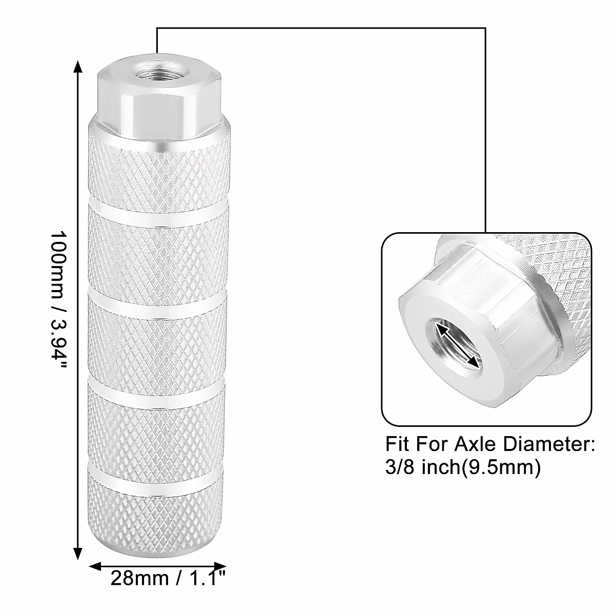 X AUTOHAUX 4pcs Aluminum Alloy Rear Foot Pegs Footrests Universal Silver Tone for BMX MTB Bike Bicycle Fit 3/8 Inch Axles