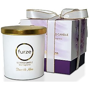 Stress No More | Premium Quality Scented Candle | Highly Scented with Fascinating Lilac Fragrance | 12.3oz 100% Natural Soy Wax | 50H Long Burning Time | Scented Candles Gifts for Women & Men