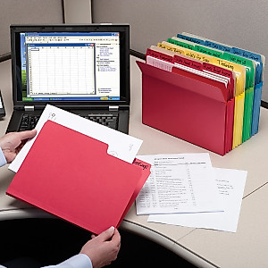 Smead File Pocket, Straight-Cut Tab, 3-1/2" Expansion, Legal Size, Assorted Colors, 5 per Pack (74892)