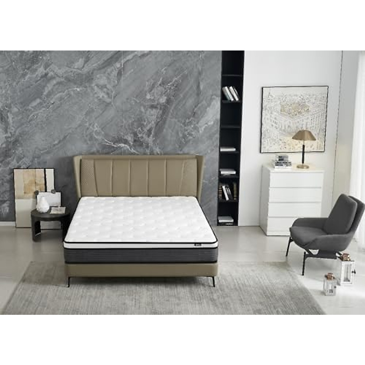 Container Furniture Direct Hybrid 10 Inch Twin Mattress in a Box, Pillow Top Bed Cushion with Breathable and Hypoallergenic Design, Medium Firm for Lumbar Support